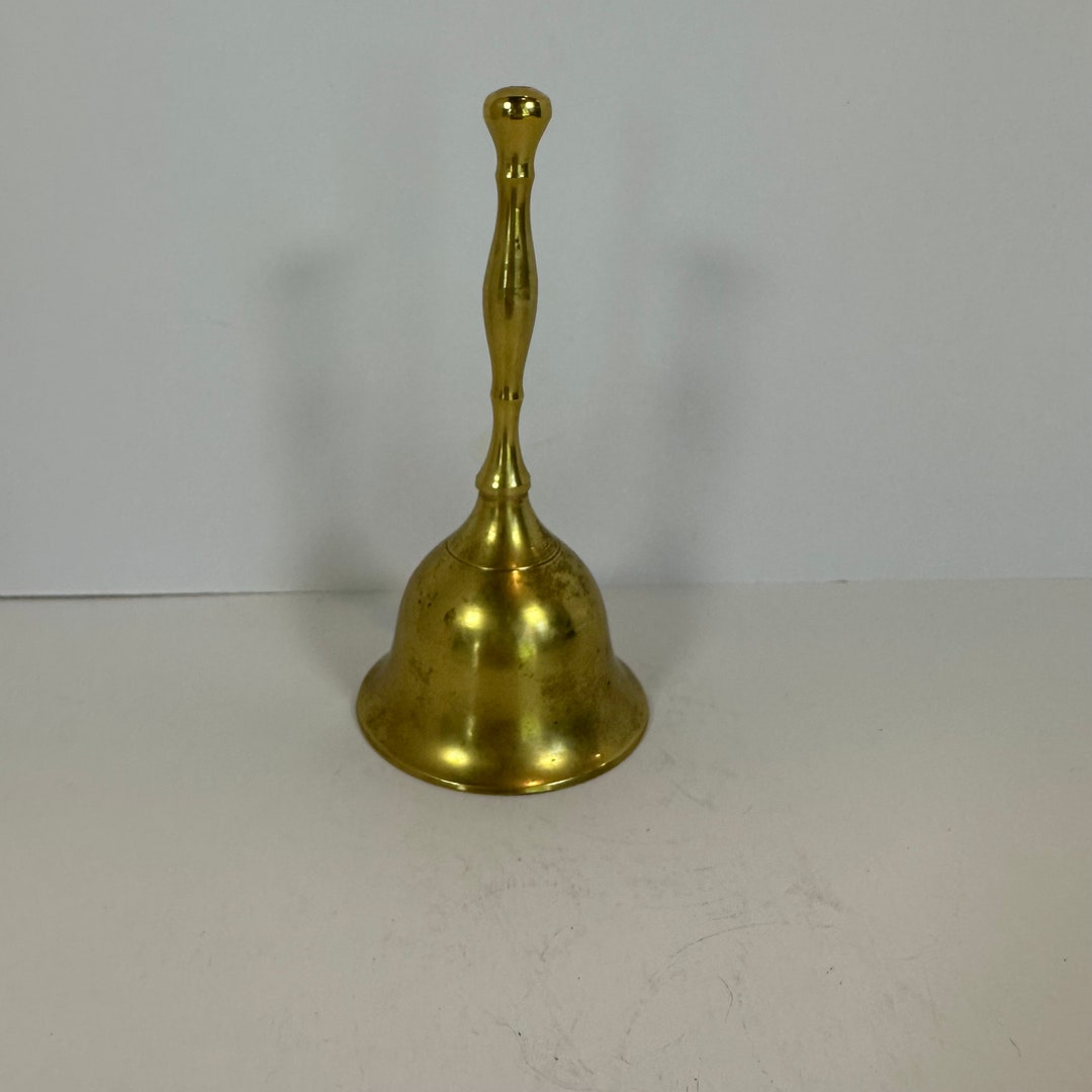 Vintage India Solid Brass Bell Hand Bell, With Brass Ringer Inside That ...