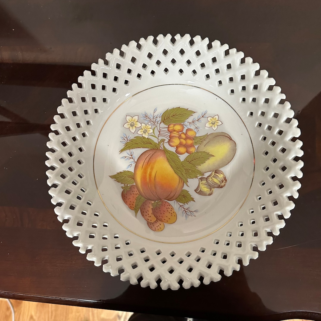 Open Latticework Porcelain Fruit Bowl, Decorative Pottery Porcelain ...