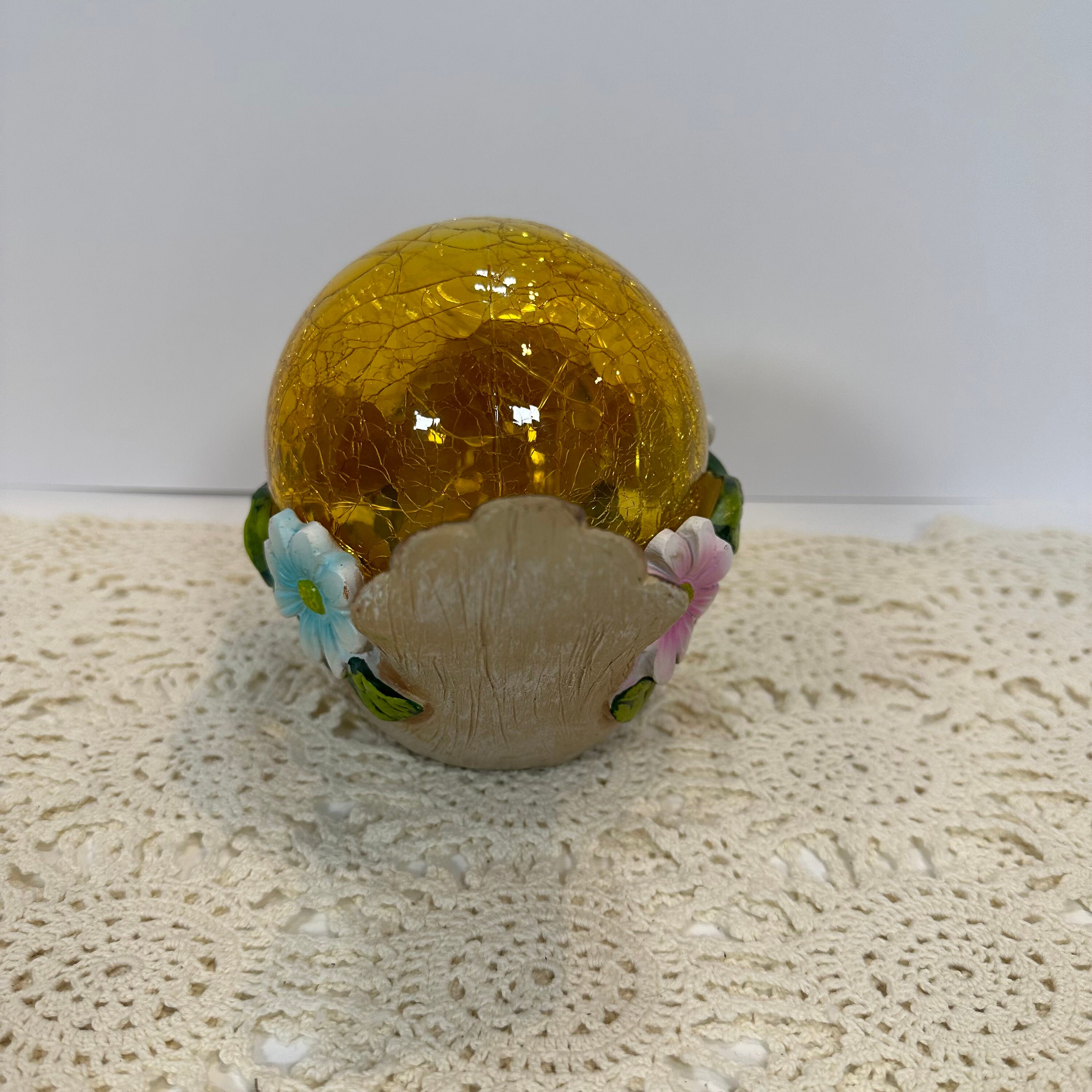 Resin/glass Garden Bird With Globe Solar/led Fairy Lights for - Etsy