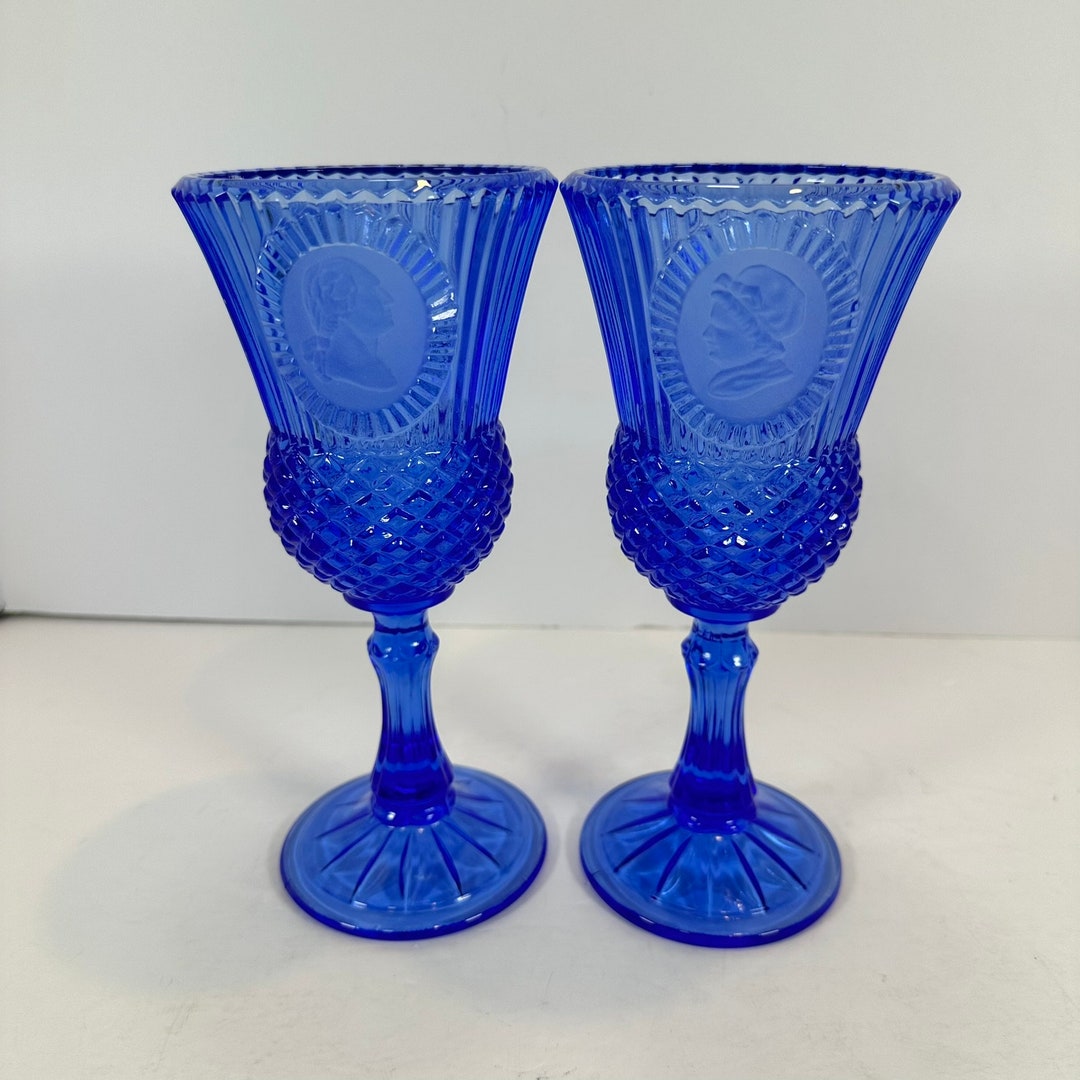 Vintage Avon, Set of 2 Large Cobalt Blue, Goblets George and Martha ...