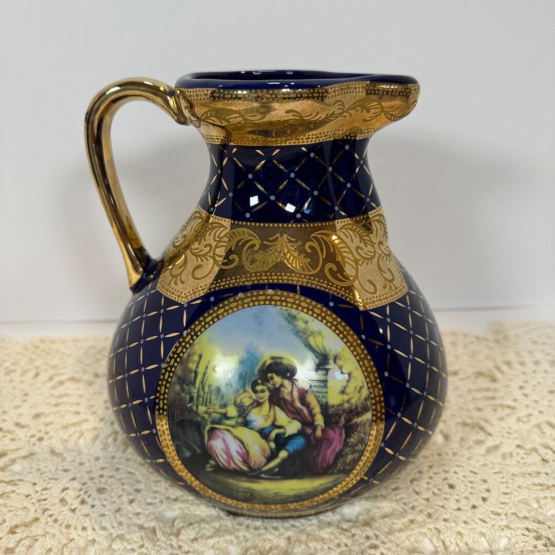 Vintage Decorative Limoges Pottery Colbalt Blue Ornate Ceramic 8.5 ...