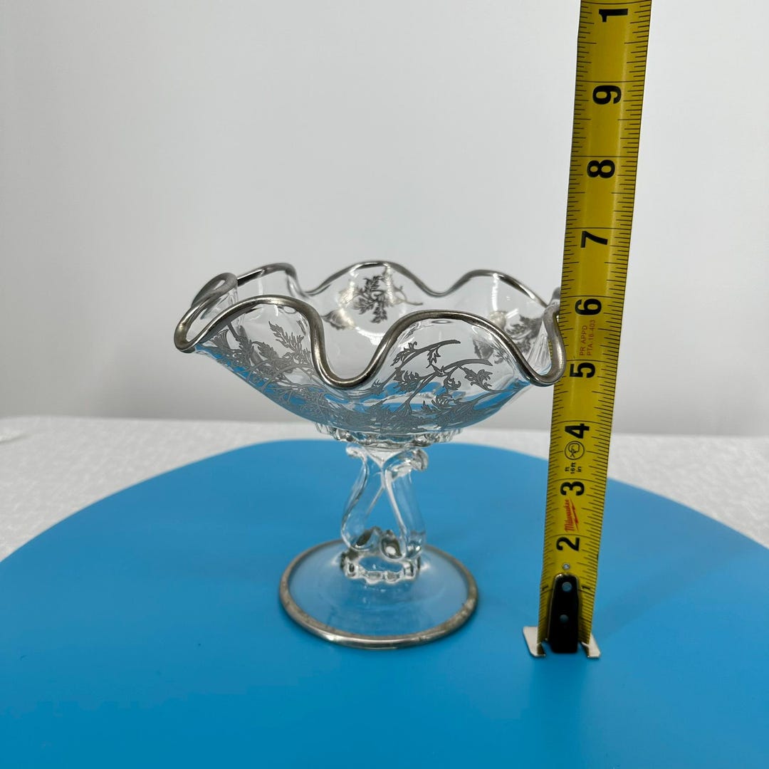 Vintage Silver City Glass Co Flanders Clear With Silver Trim, Ten Petal ...