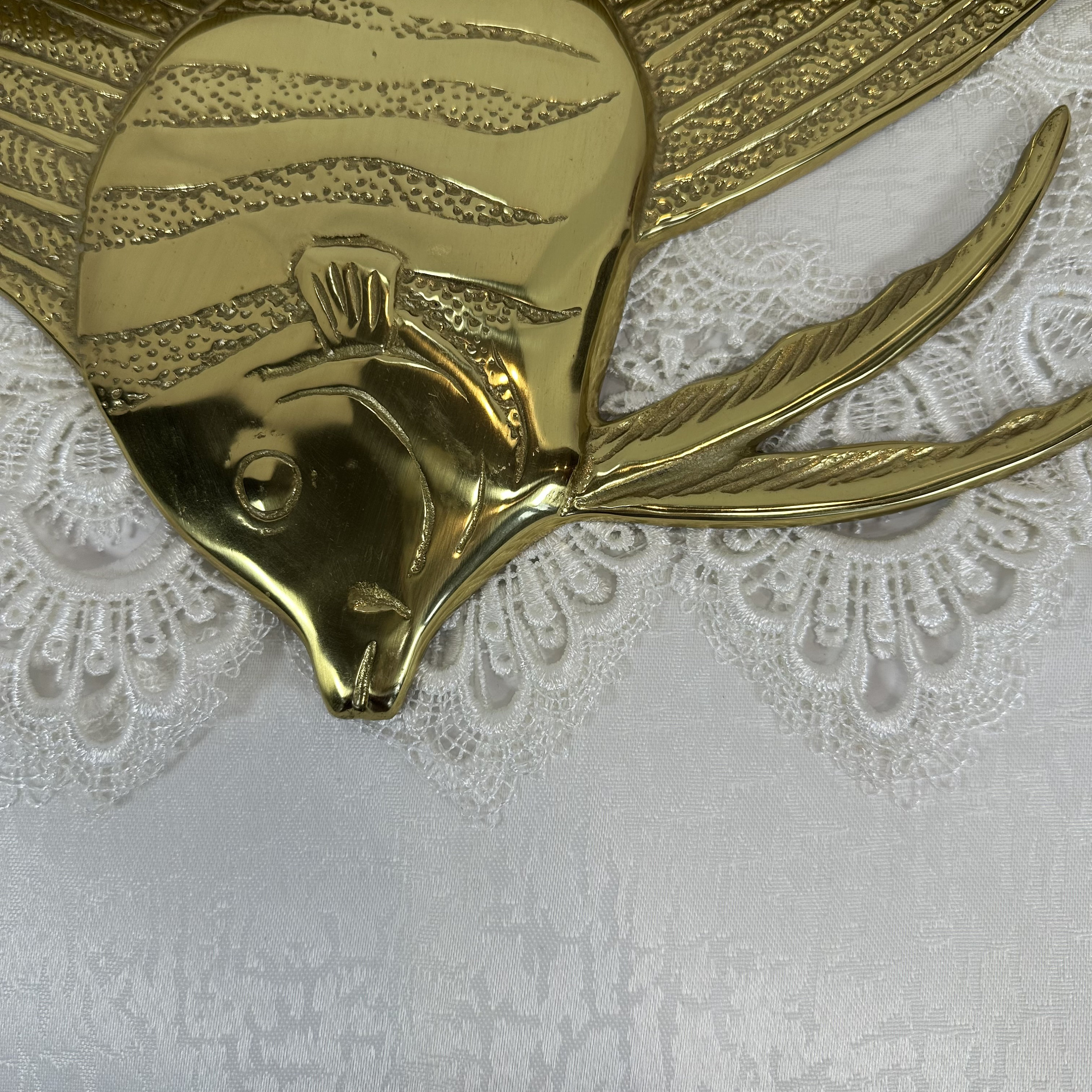 Vintage Large Solid Brass Angle Fish Wall Hanger Figurine 14.5"in Tall ...