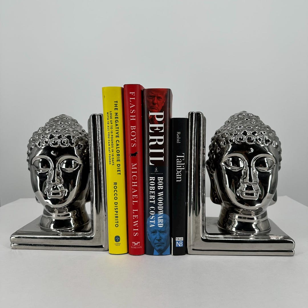 Vintage Silver Buddha Head Bookends, Thai Silver Bubba Book Ends Asia 8 ...
