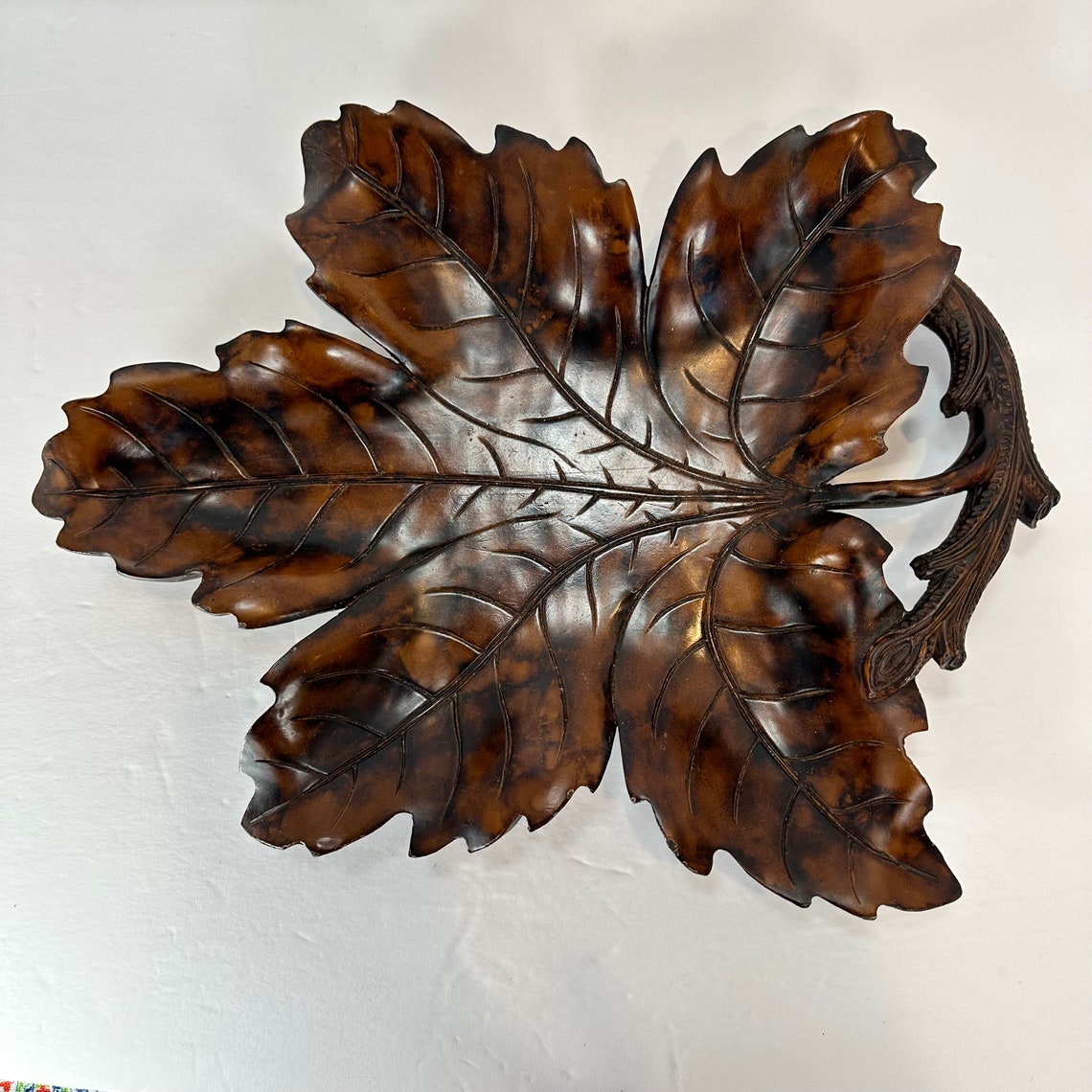 Vintage, Large Leaf Serving/display Tray, Leaf Resin, Burlwood ...