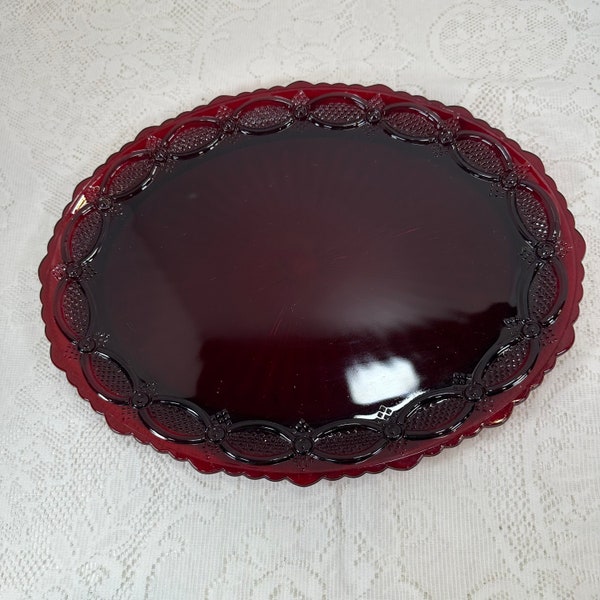 Ruby Glass Platter - Etsy