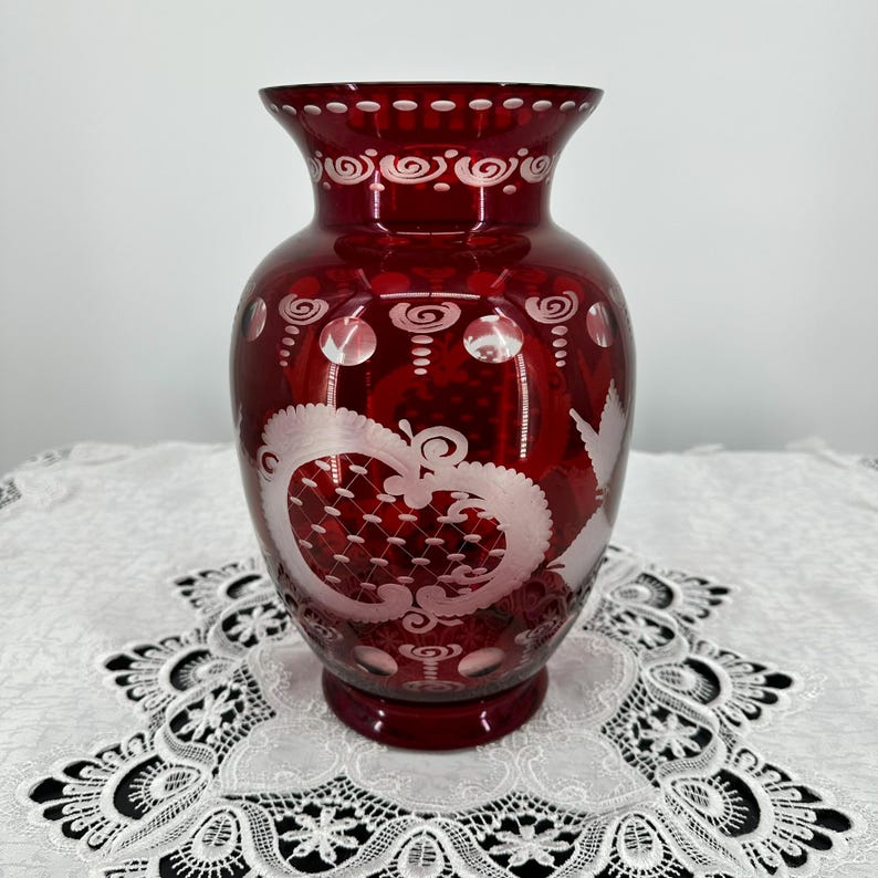 Vintage, Egermann Bohemia Crystal Czech Republic Handblown Glass Red ...