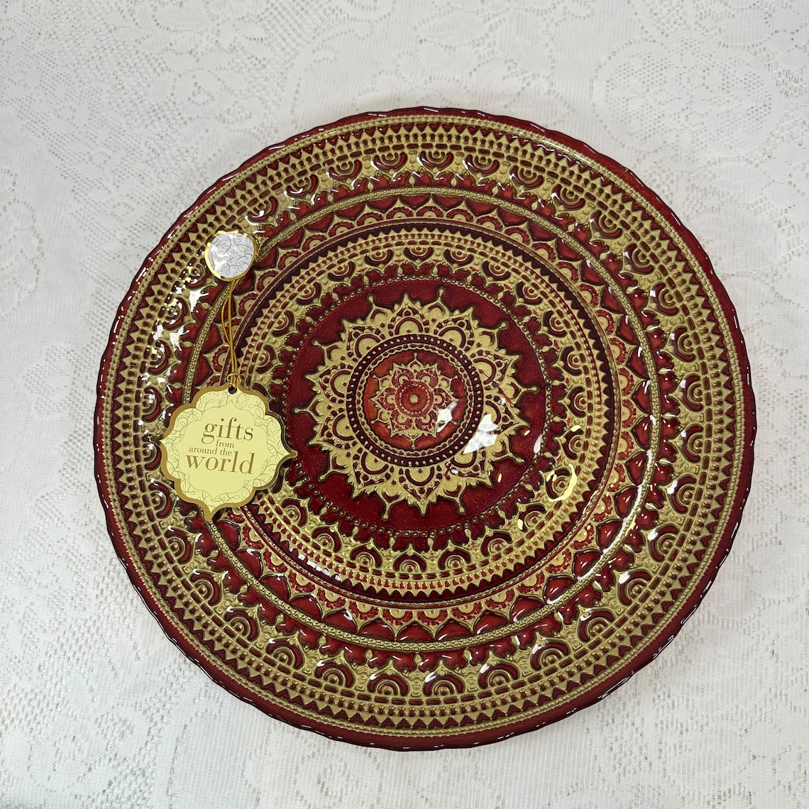 Art of the Table Ardacam Red and Gold Handmade, Turkish Glass Plate New ...