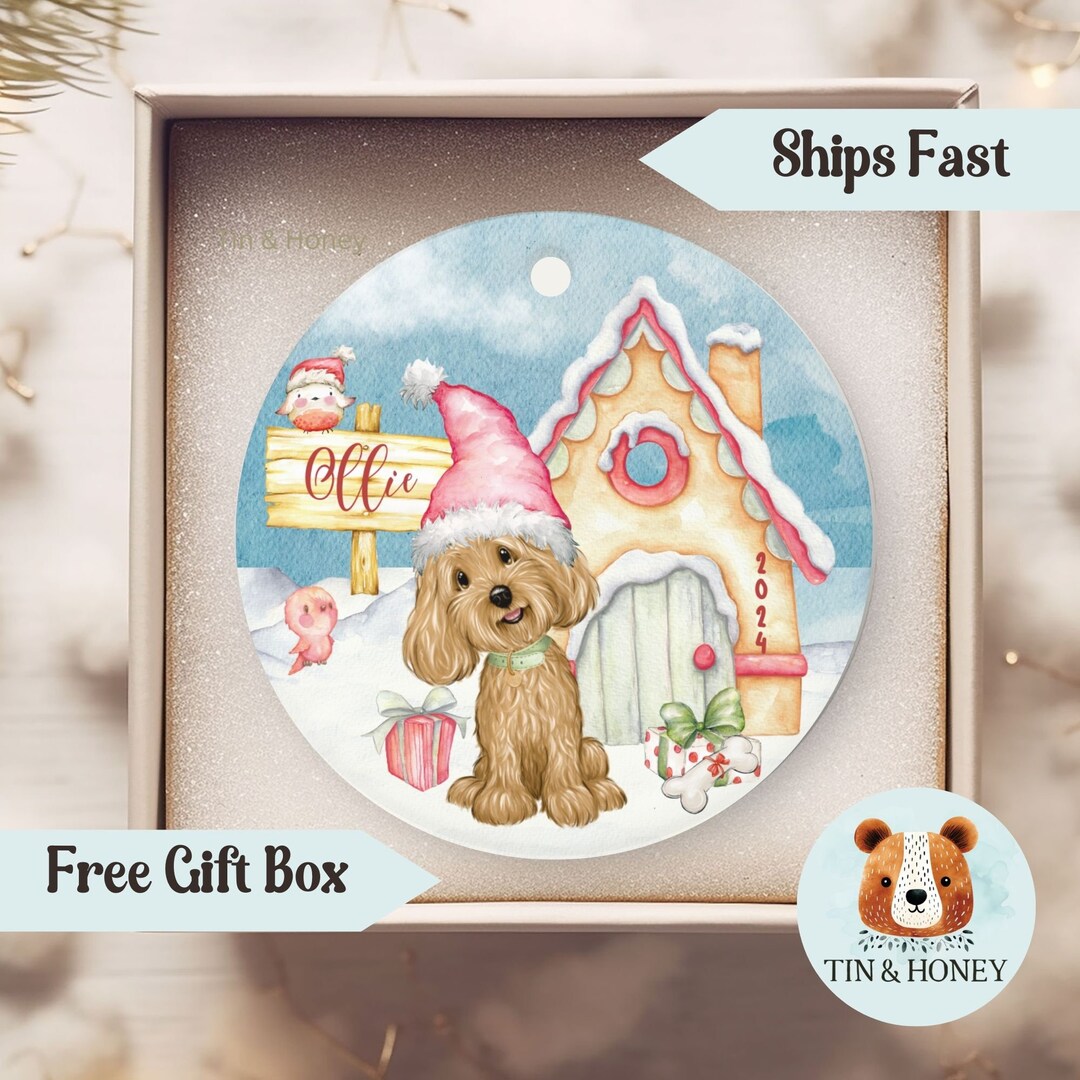 Custom Cavoodle Dog Christmas Ornament, Personalized Gingerbread ...