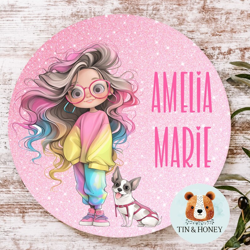 Colorful Teen Tween Pink Girl Tie Dye Sign, Personalized Wall Art for ...