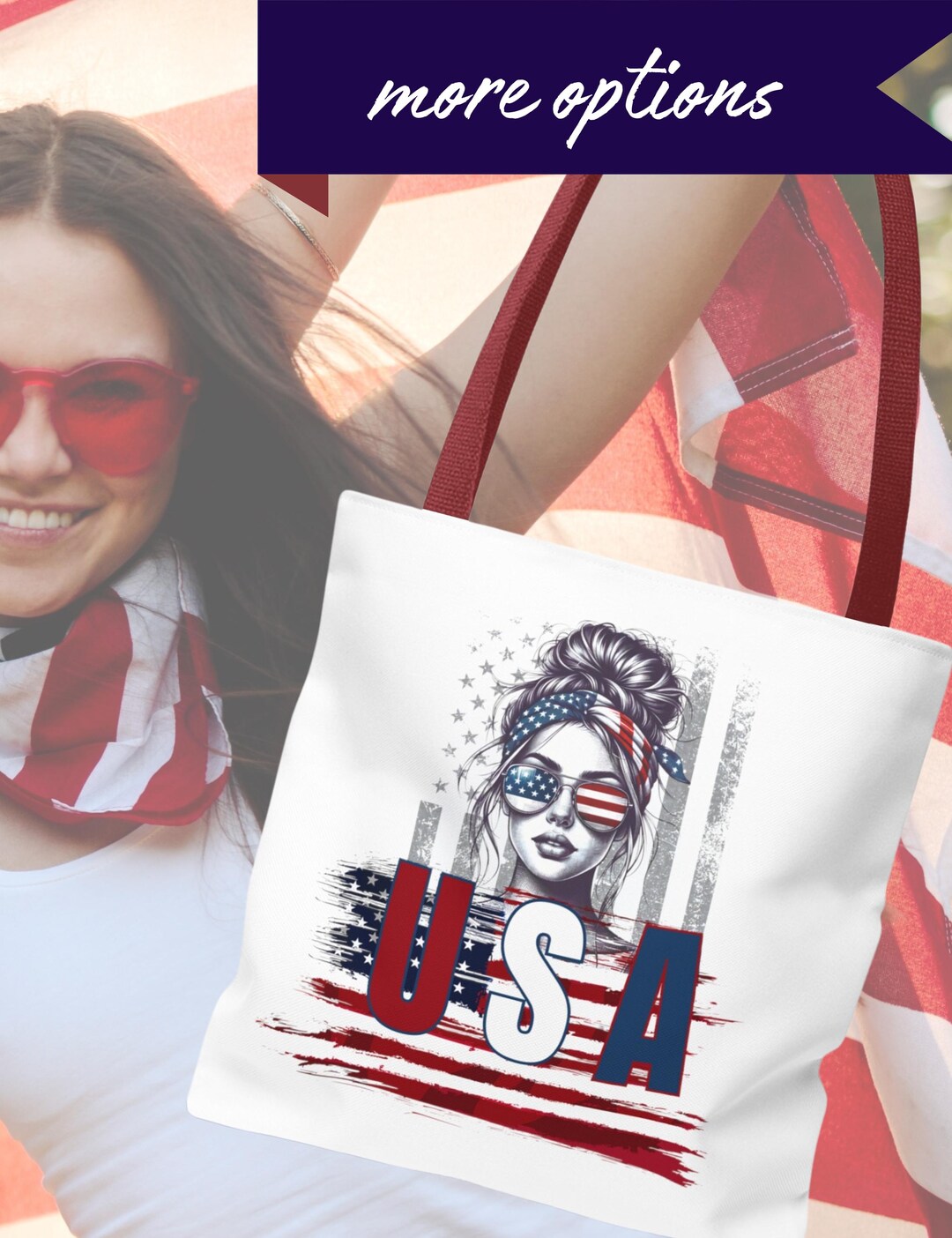 American Flag Tote Bag: Patriotic USA Design - Etsy