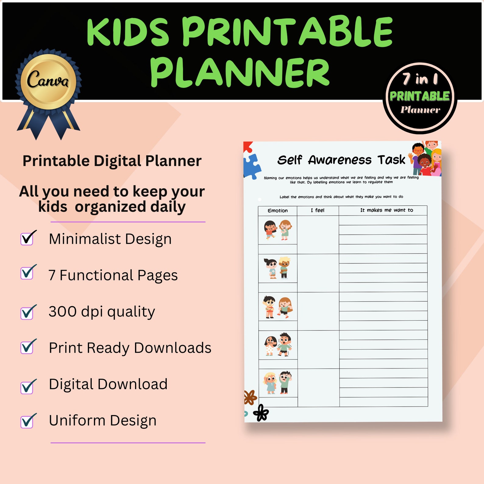 ADHD Planner for Kids, Calming Strategies Emotional, Self-regulation ...