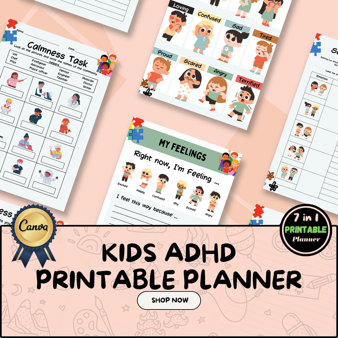 ADHD Planner for Kids, Calming Strategies Emotional, Self-regulation ...