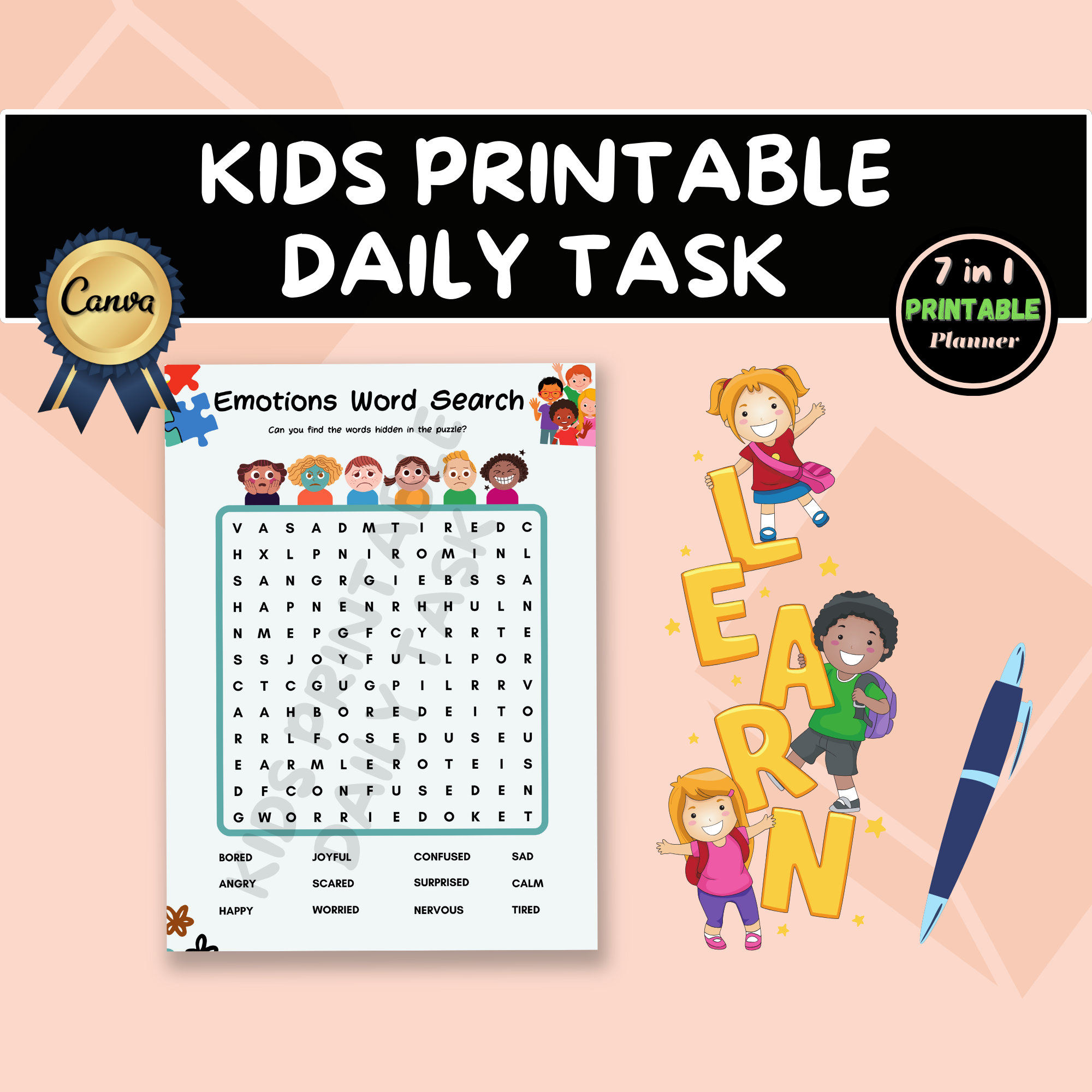 ADHD Planner for Kids, Calming Strategies Emotional, Self-regulation ...