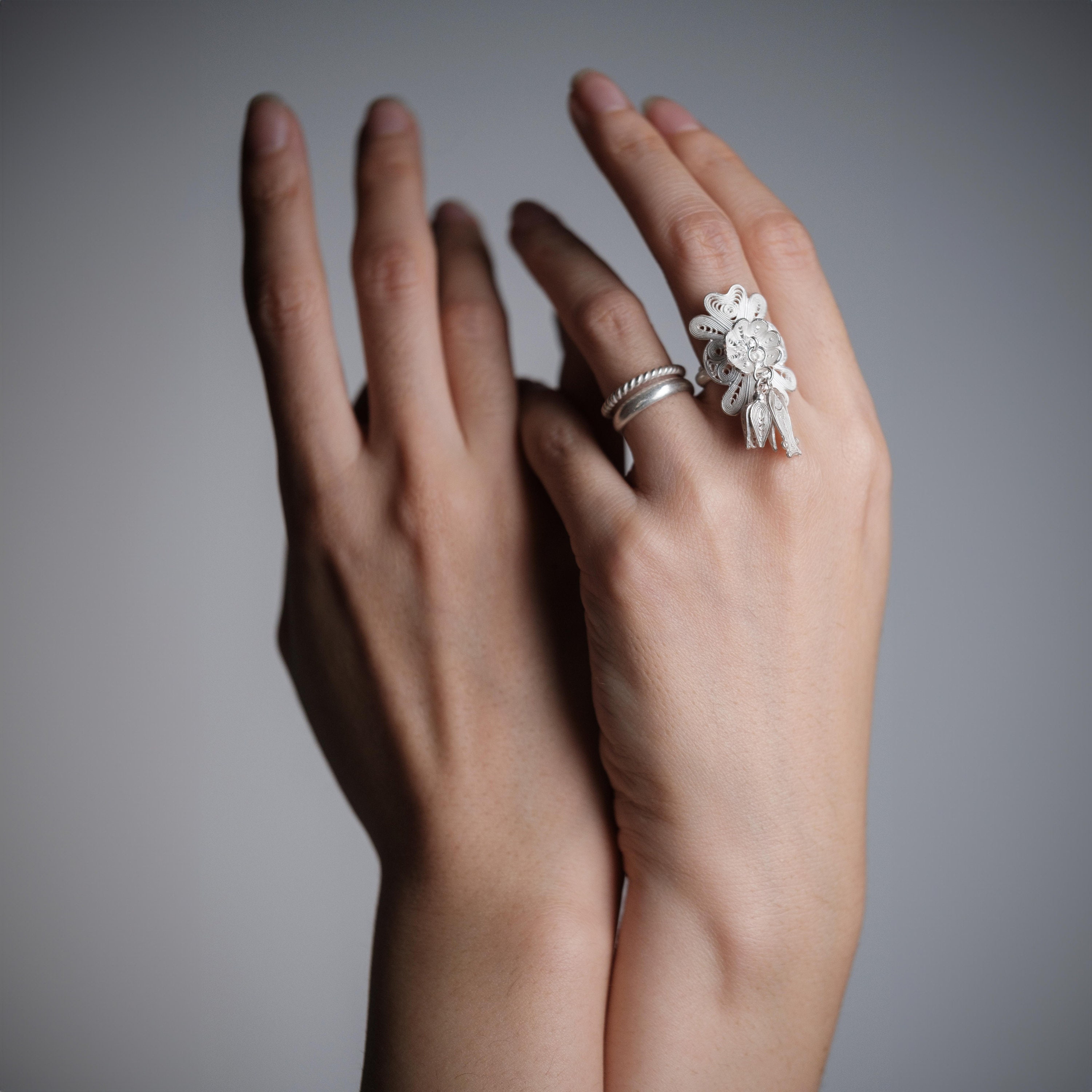 Silver Flower Ring, Filigree Ring, Fine Silver Ring, Pure Silver Ring ...