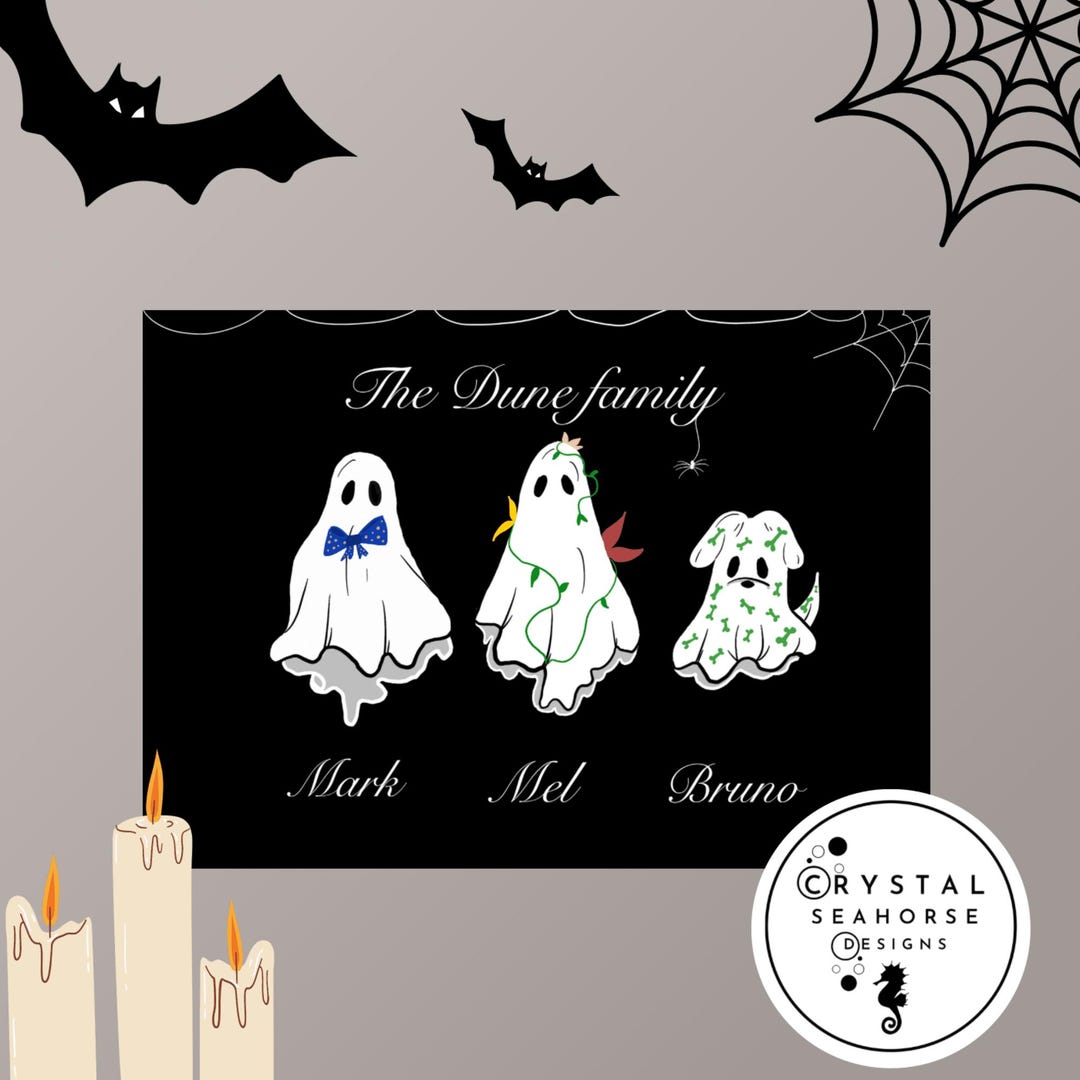 Personalized Ghost Family Portrait: Custom Halloween Illustration ...