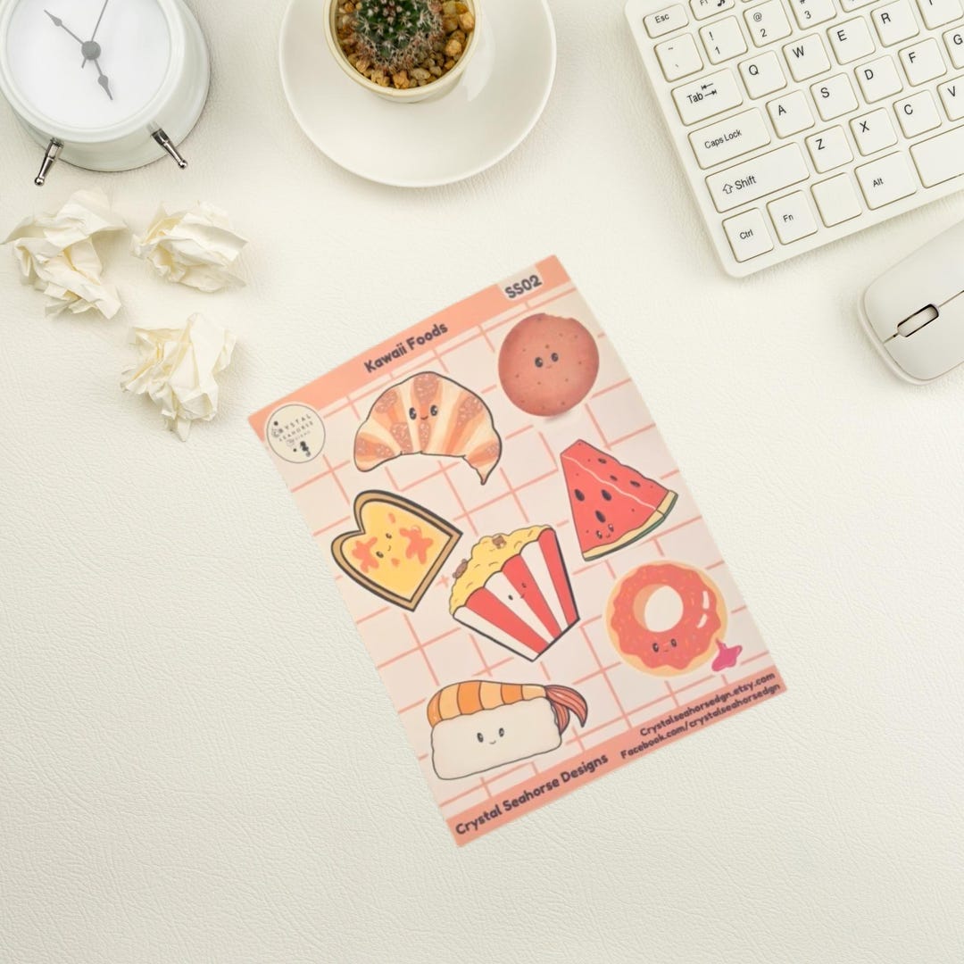 Kawaii Food Sticker Sheet, Cute Planner Journal Stickers, Sticker Page ...
