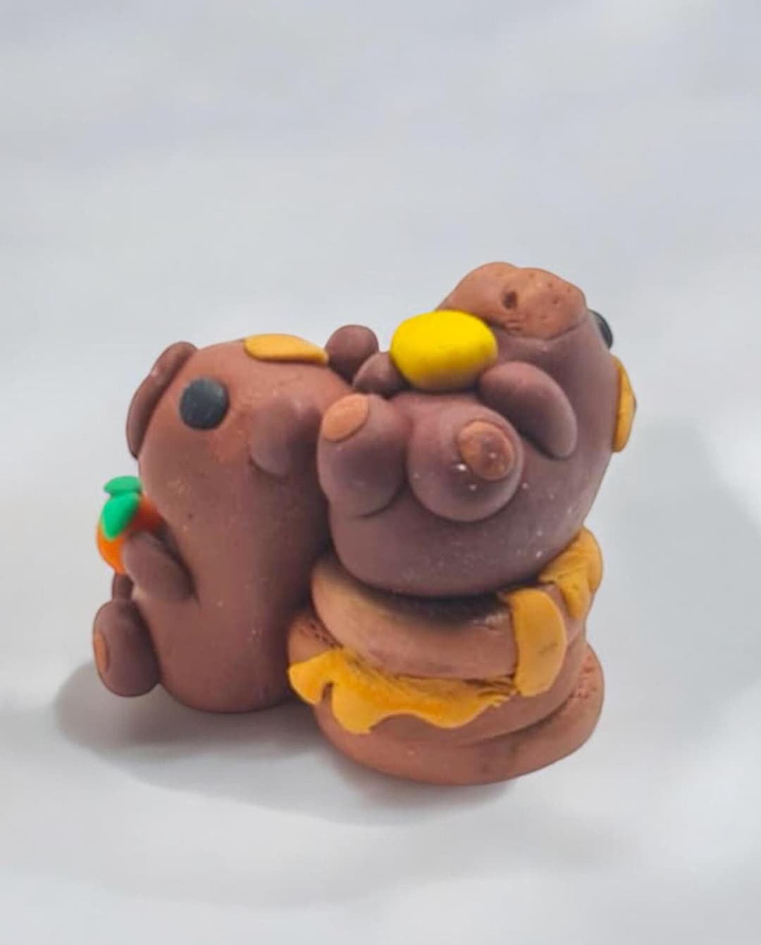 Desk Decor Cute Capybaras, Pancake Stack Capybara Figurine, Handmade ...