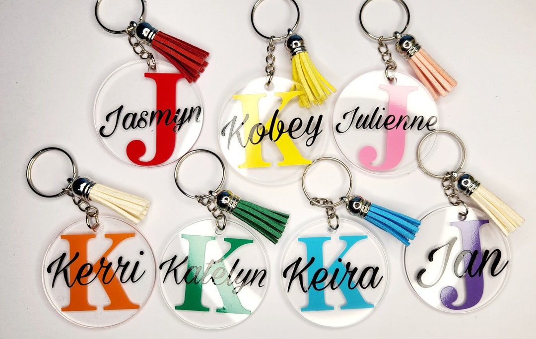 Personalised Acrylic Keyrings | Custom Bag Tags | Fully Customised ...