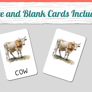 16 Farm Animal Name Cards Montessori 2-part Flashcards Educational ...