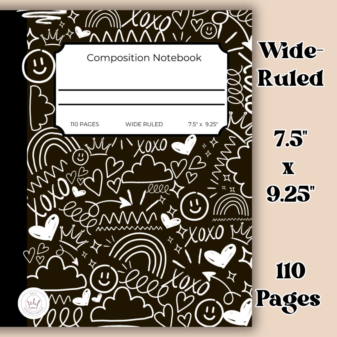 TRENDY COMPOSITION NOTEBOOK, Black Woman Black Girl Journal, Wide Lined ...