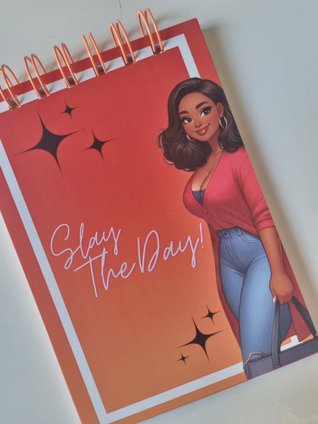 SLAY THE DAY A6 Notebook, Spiral Bound Blank Notebook, 50 Pages, Bright ...