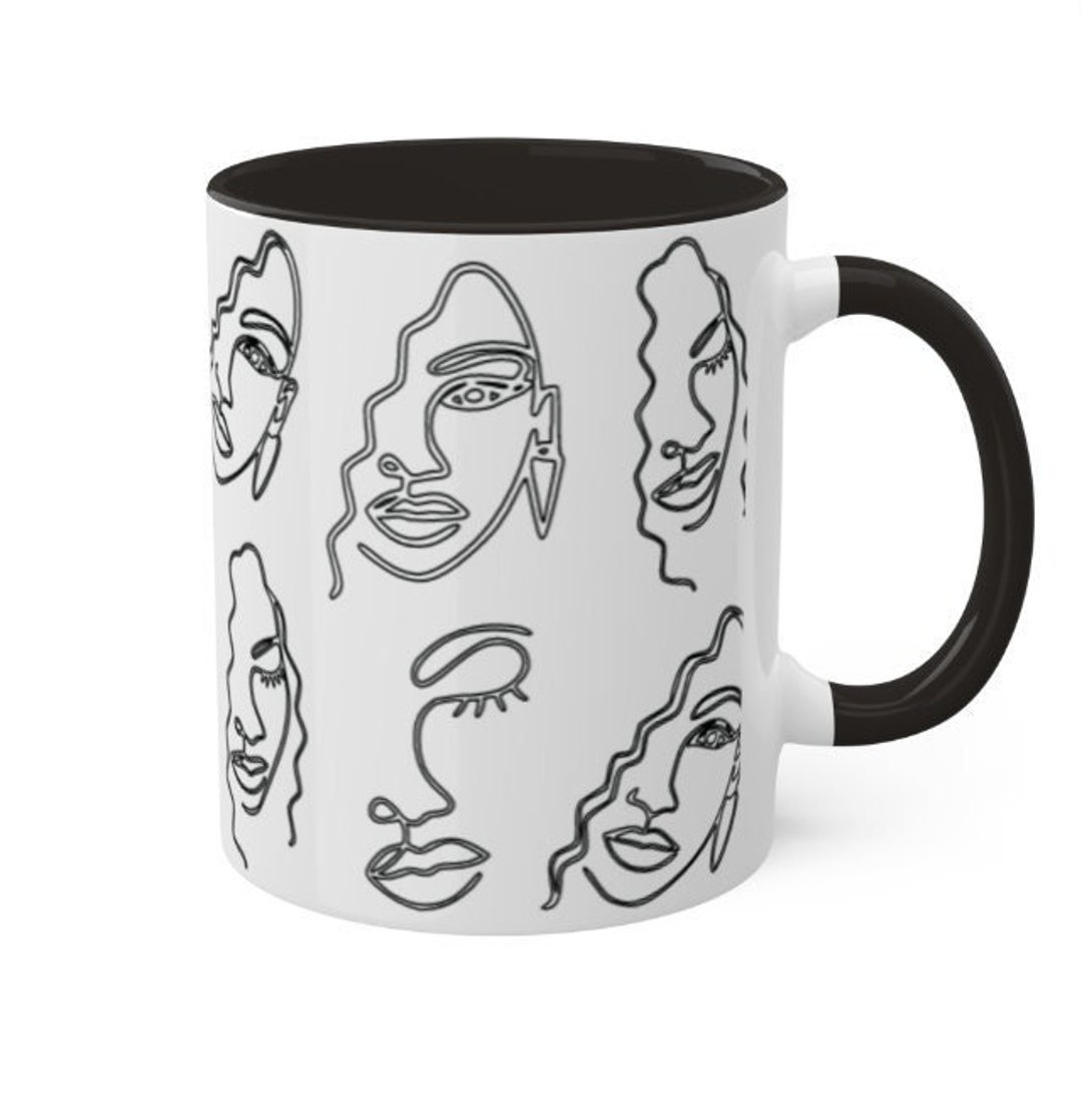 BLACK WOMAN LINEART Mug Black Queen Coffee Mug Black Girl - Etsy