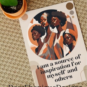 10 EMPOWERING AFFIRMATION CARDS, Black Woman Art, Motivational Cards ...
