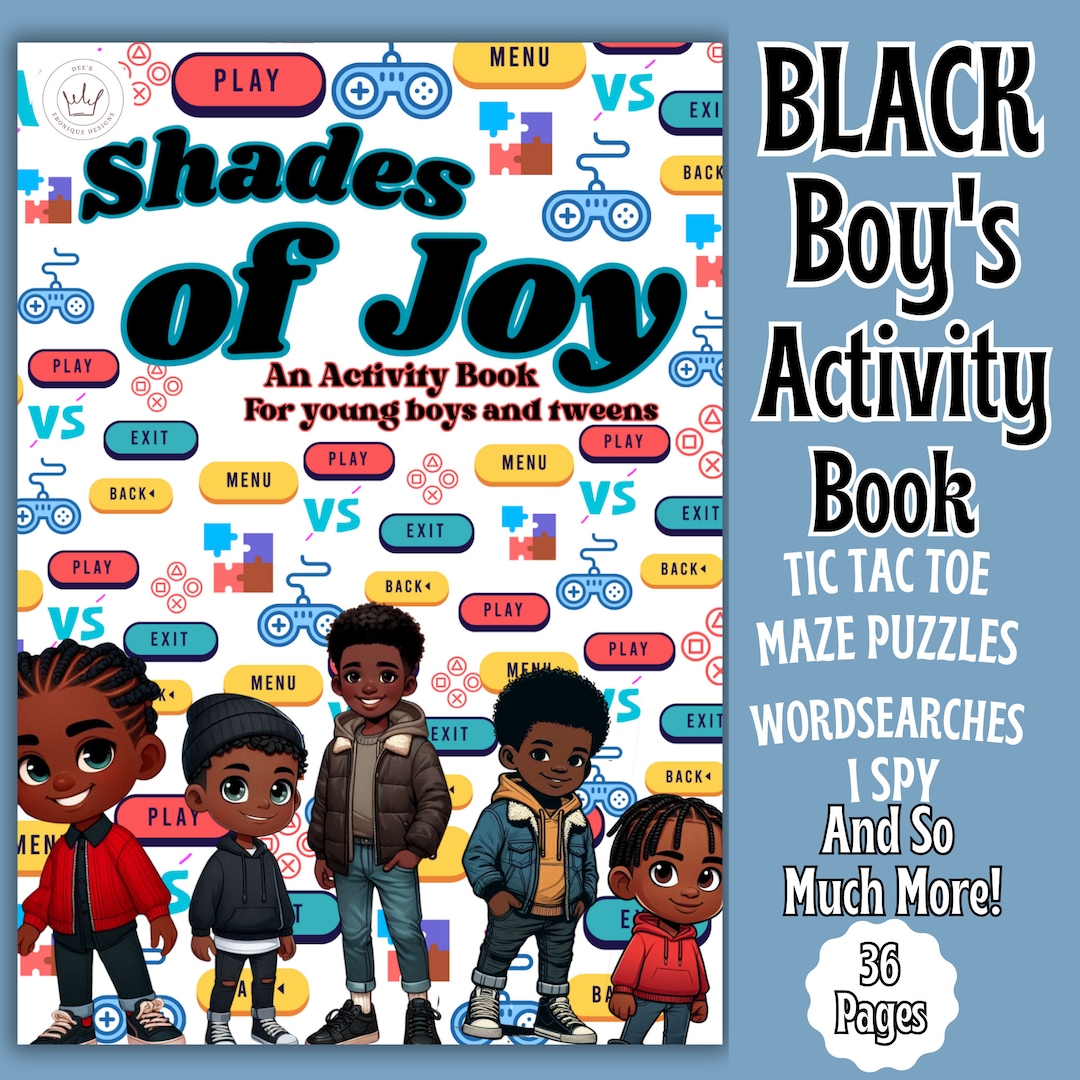 SHADES OF JOY Black Boys Activity Book, Diverse Tweens Book, Black Boy ...