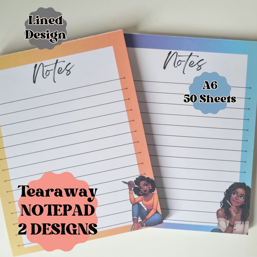 BLACK A6 WOMAN NOTEPAD, Tearaway Notes, Unique Stationery Gifts ...