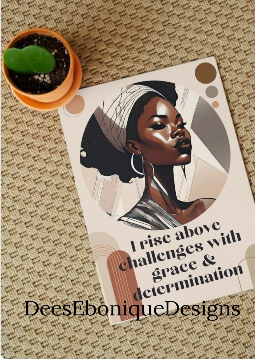 10 EMPOWERING AFFIRMATION CARDS, Black Woman Art, Motivational Cards ...