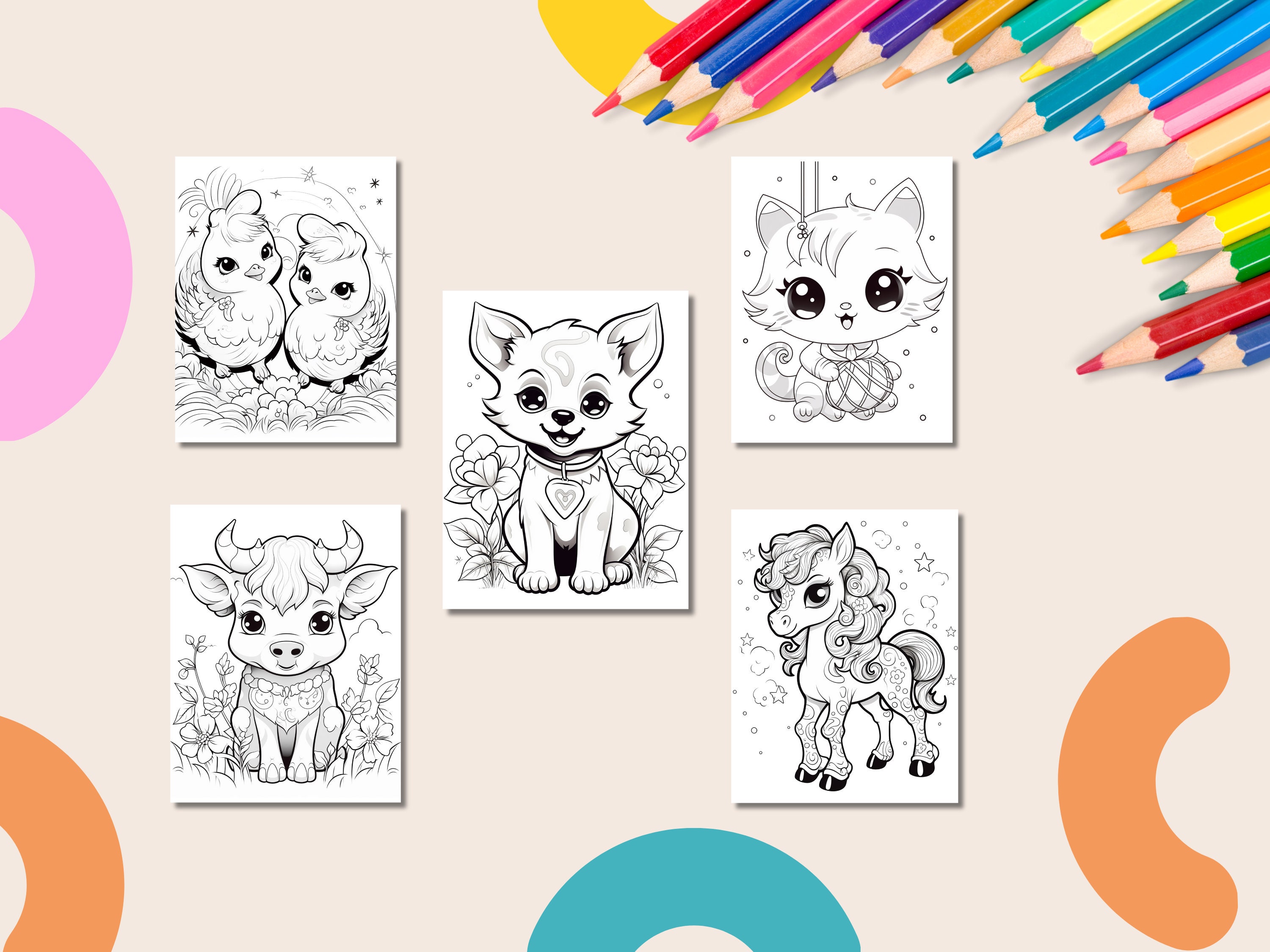 50 Kawaii Coloring Pages Cute Styles Printable Coloring - Etsy Australia