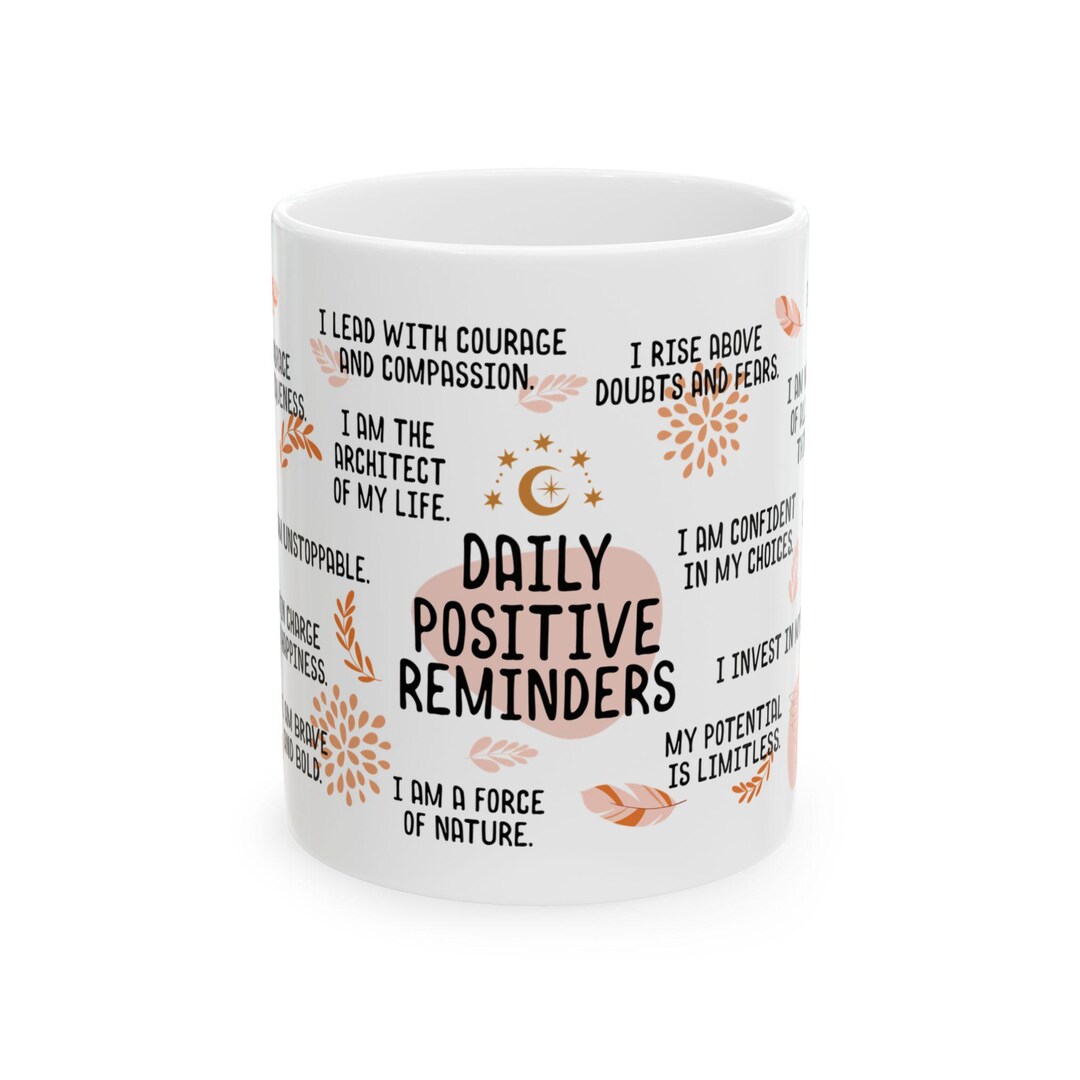 Daily Reminders Positive Affirmations Mug, Motivational Coffee Cup ...