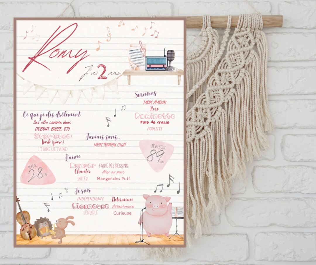 Personalized Second Birthday Poster MUSIC, Boho, SING, Theater, 2 Years ...