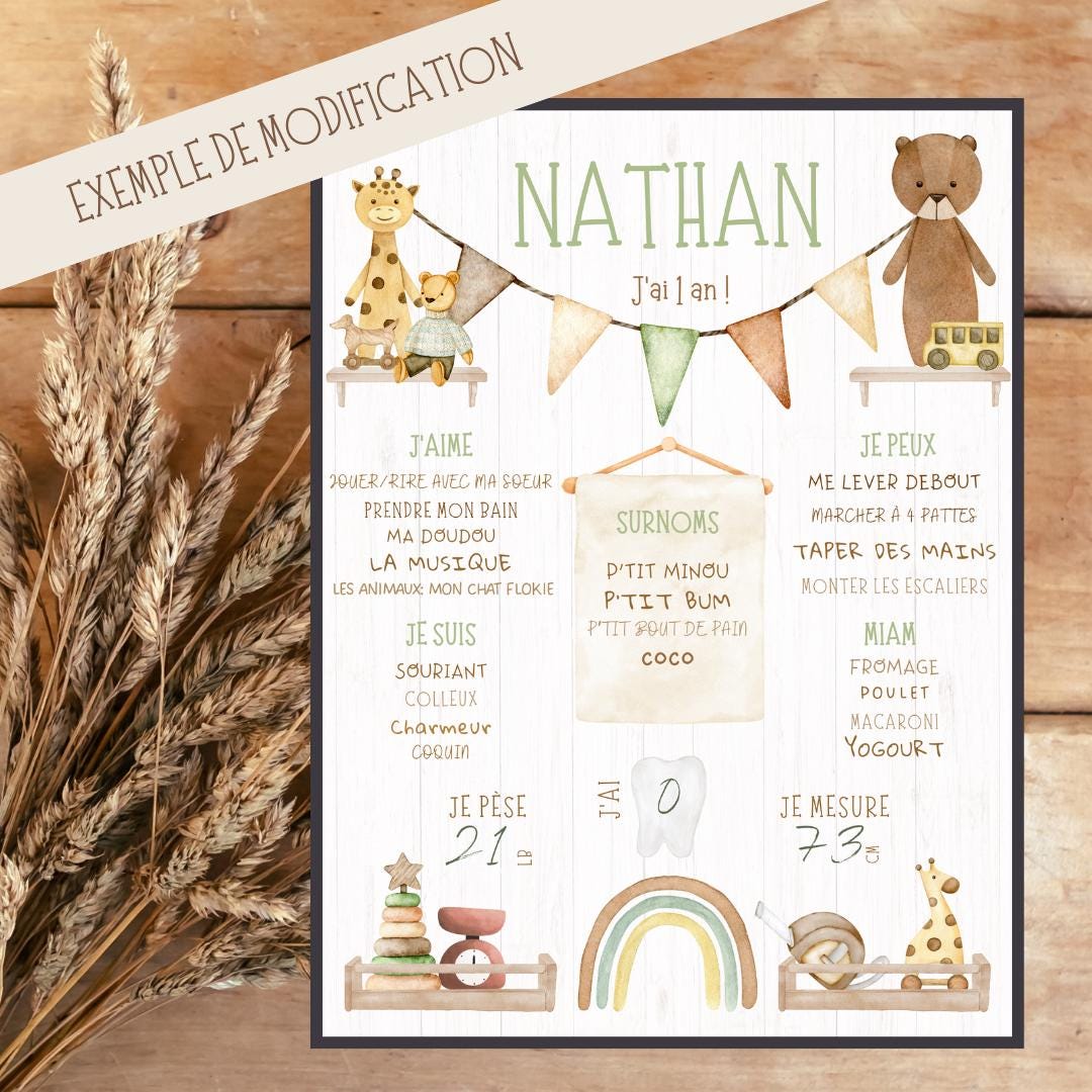 Personalized Birthday Poster, Boho, Safari, Jungle, Boho, Animals ...