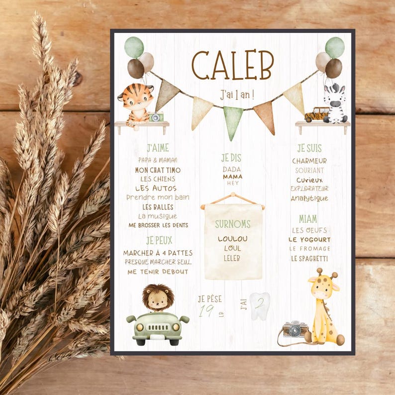 Personalized Birthday Poster, Boho, Safari, Jungle, Boho, Animals ...