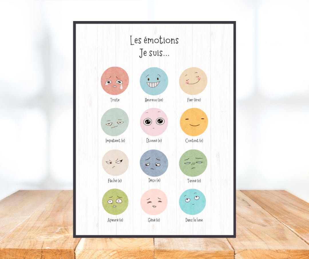 French Poster of Emotions, Educational Poster, Classroom Poster ...