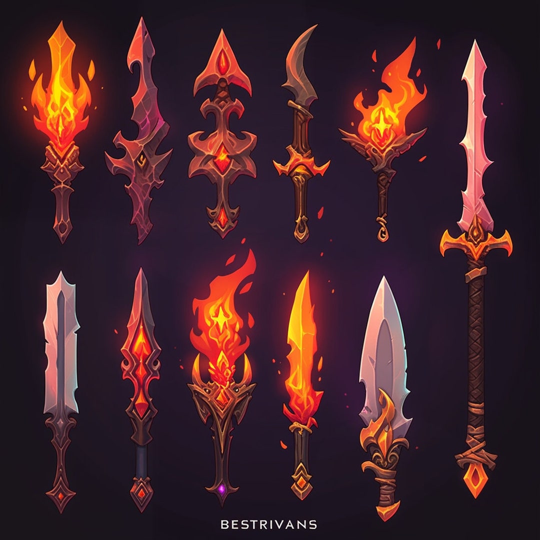 Epic Fire Weapons Pack 2d Game Assets - Etsy