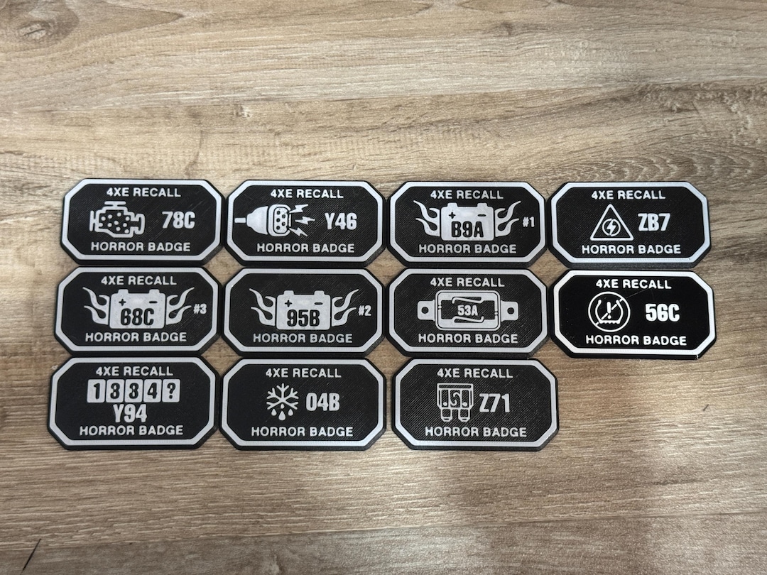 Jeep 4XE Recall Badges | Horror Badge Series | Custom Jeep Badges - Etsy