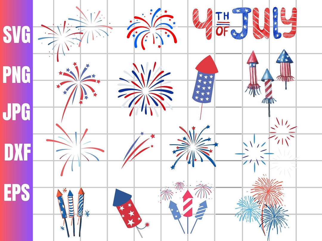 Fireworks SVG Bundle, Firecracker SVG, 4th of July Firework Png Bundle ...