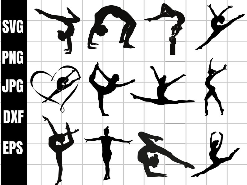 Gymnast SVG Cutting Files, Gymnastics Silhouette Cricut, Cameo, Instant ...