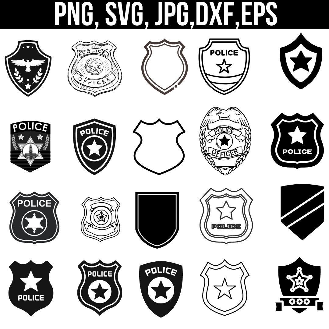 Police Badge Svg Bundle, Security Badge Vector, Back and Blue Svg ...