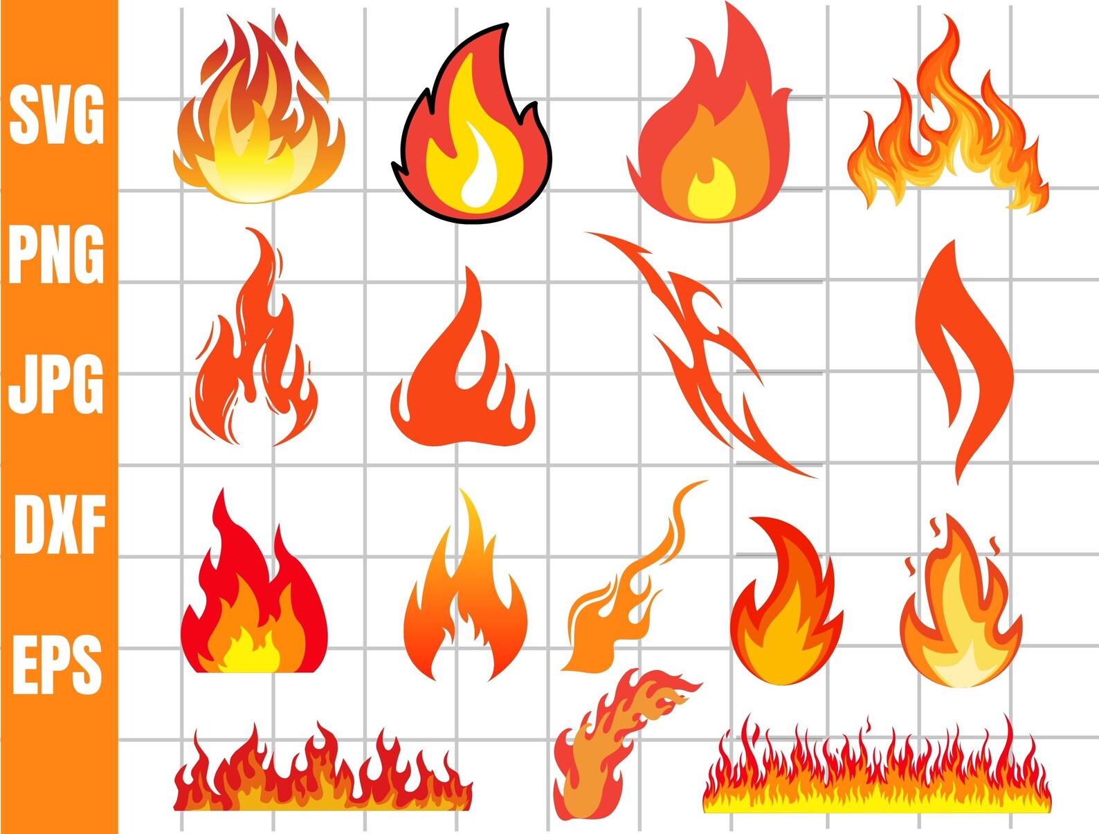 Fire SVG Bundle, Fire Clipart, Fire Svg Files, Fire Flames Svg, Flames ...