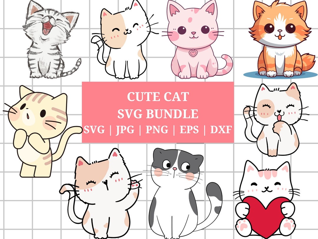 Cat SVG Bundle, Cat PNG Bundle, Cat Clipart, Kitten Svg, Cat Silhouette ...