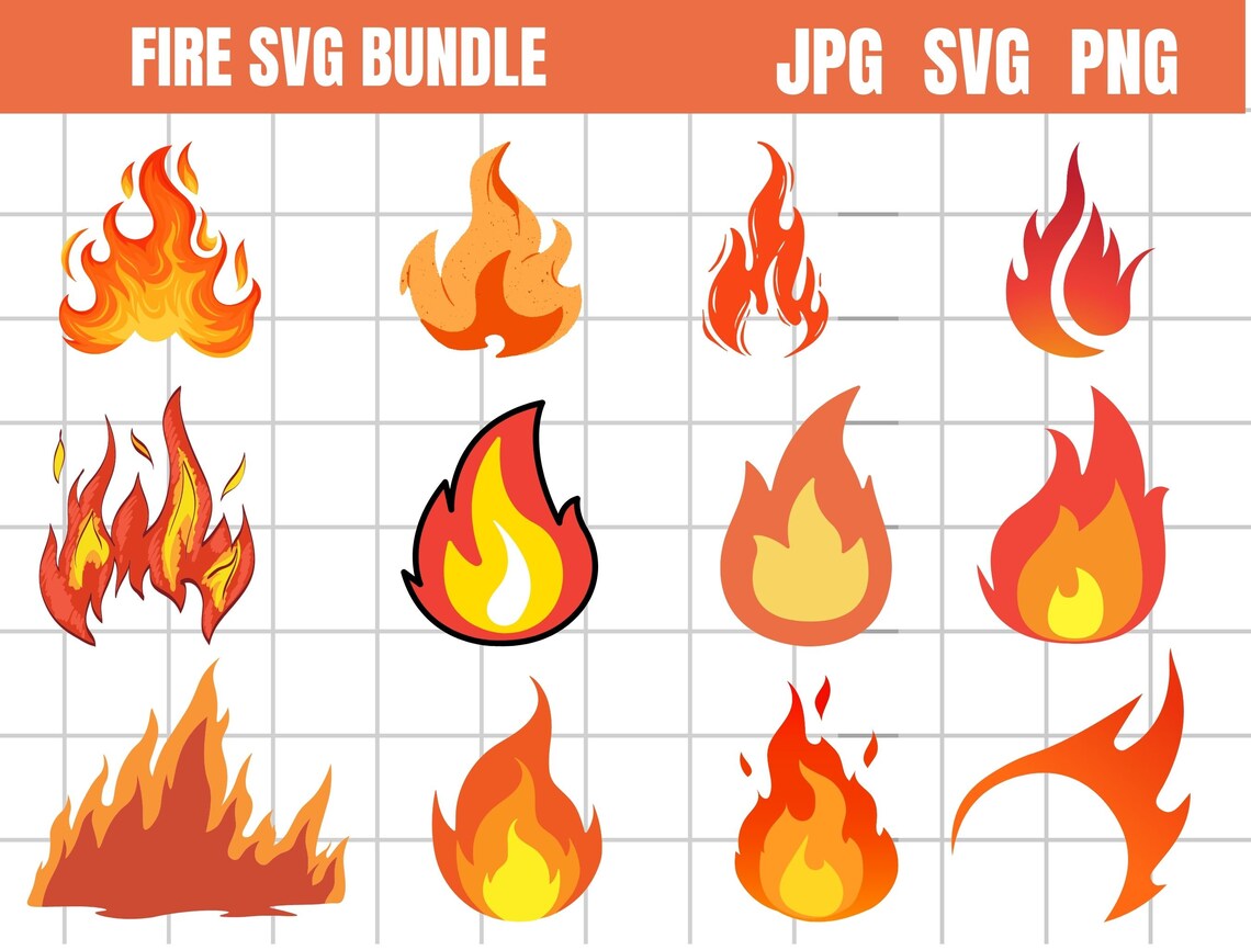 Fire SVG Bundle, Fire Clipart, Fire Svg Files, Fire Flames Svg, Flames ...