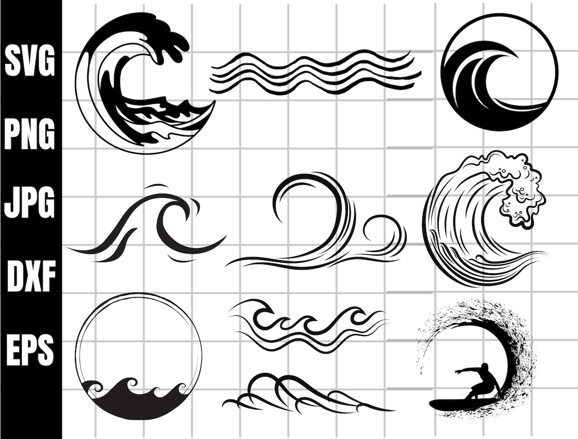 WAVE SVG, Wave Bundle Svg, Wave Cut Files , Wave Clipart , Wave Cricut ...