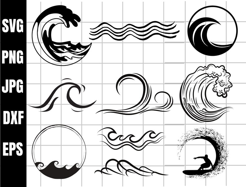 WAVE SVG, Wave Bundle Svg, Wave Cut Files , Wave Clipart , Wave Cricut ...