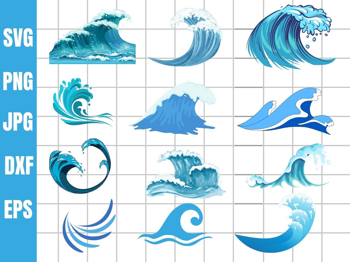 Wave Bundle SVG, PNG, JPG, Digital Cut File, Commercial Use, Instant ...