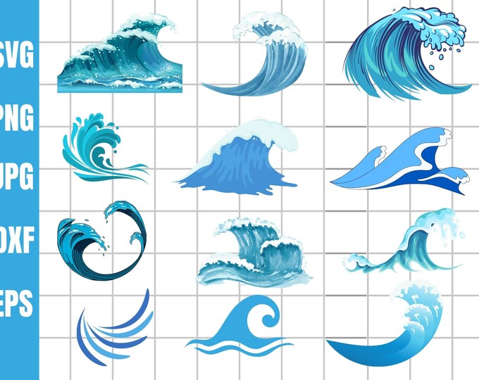 Wave Bundle SVG, PNG, JPG, Digital Cut File, Commercial Use, Instant ...