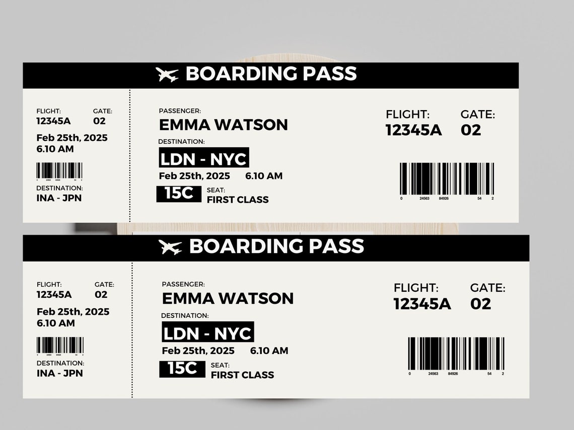 Editable Boarding Pass Template, Canva Boarding Pass, Customizable ...